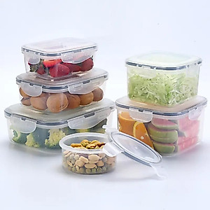 iKumar 10 Pcs (5 Containers & 5 Lids) Premium Multifunctional Large Refrigerator Fresh Food Storage Containers Set - Leakproof, BPA-Free Plastic Sealed Plastic Fresh Keeping Box with Lids