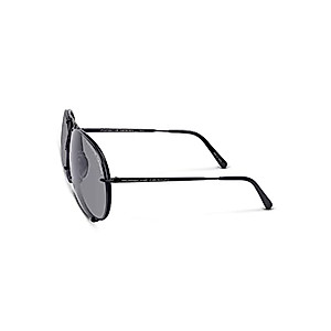 Porsche Design P8478 Iconic Sunglasses (66mm, D - Matt Black / Lens - Grey Blue / Extra Lens - Mercury, Silver Mirrored)