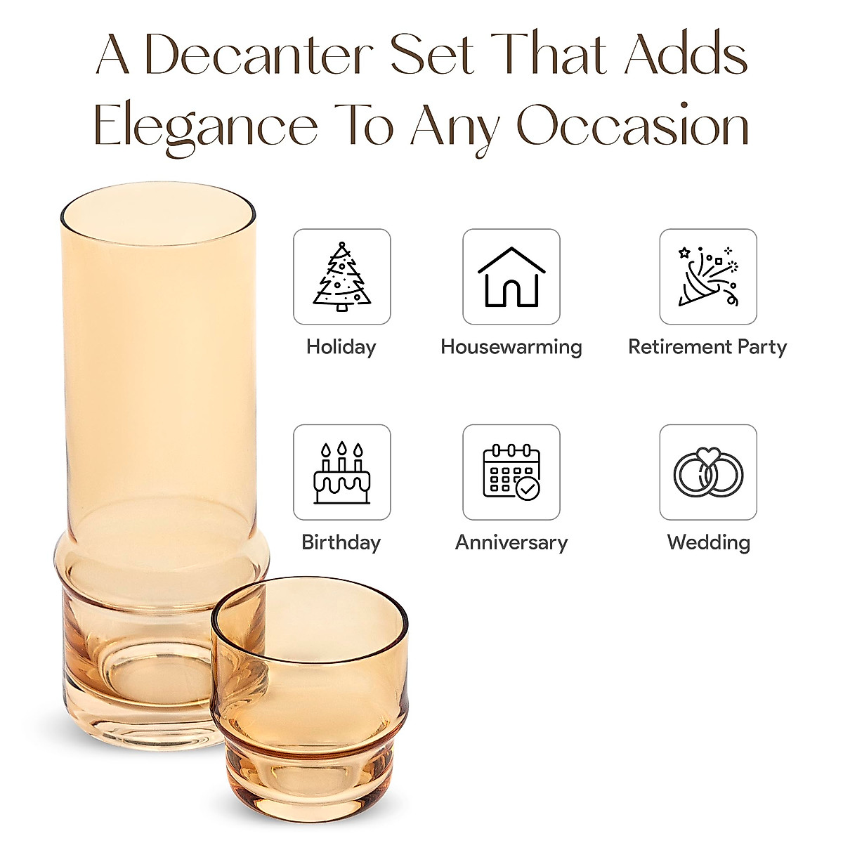 Elle Decor Bedside Water Carafe with Tumbler | 33Ounce Pitcher and Matching Drinking Glass | Stackable Cup as a Lid for Carafe | Home Dcor for Guest Room, Nightstand, Office, or Gift