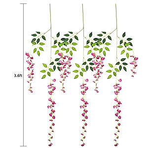 TINGE TIME 12Pcs Wisteria Hanging Flowers Garland Artificial Wisteria Vine Silk Hanging Flower for Home Garden Outdoor Ceremony Wedding Arch Floral Decor (Purple)