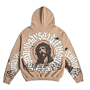 Cactus Pack Men's Hooded 3D Graphic Print Casual Oversized Sweatshirts Graffiti Long Sleeve Black