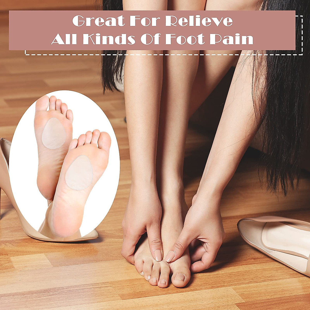 Bonuci 12 Pieces Metatarsal Pads Gel Ball of Foot Cushions Soft Pain Relief Forefoot Support Gel Foot Pads for Women Men Cushioning Plantar Fasciitis Neuroma(Clear)