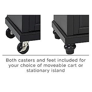 HomeStock French Fabulous Stone Top Portable Kitchen Island/Cart Black/White