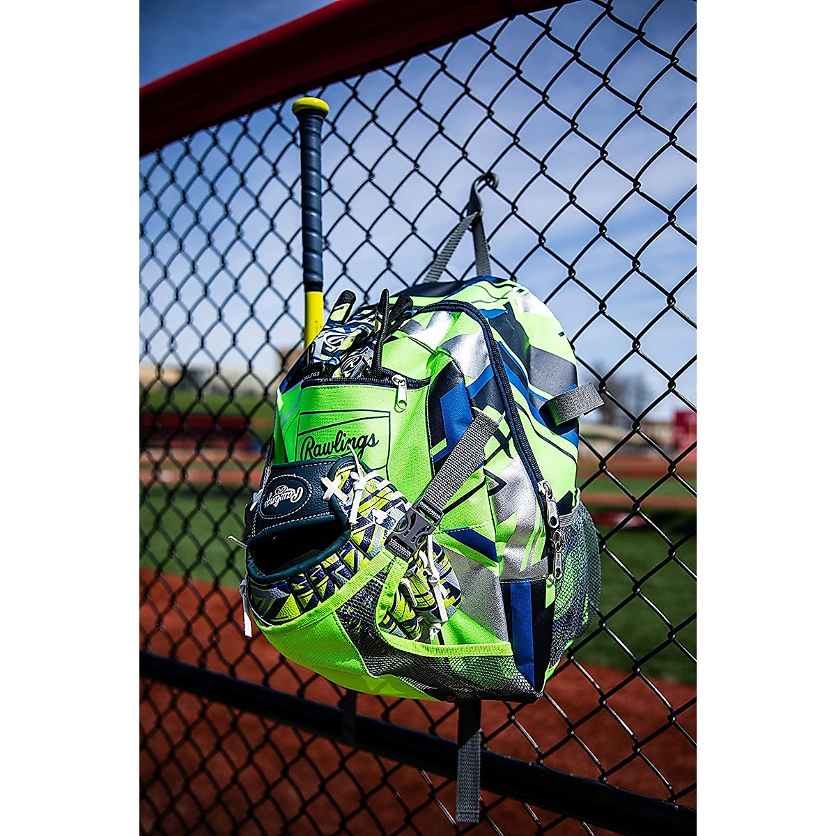 Rawlings | REMIX Backpack Equipment Bag | T-Ball & Youth Baseball / Softball | Green