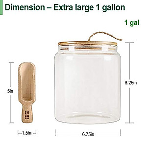 Urban Green Glass Jar with Bamboo Lid, Large Glass Food Storage Jar with Airtight Lid,1 gallon, Large Size Glass Food Storage Container, Flour Container, Kitchen Storage Jars for Candy, Cookie