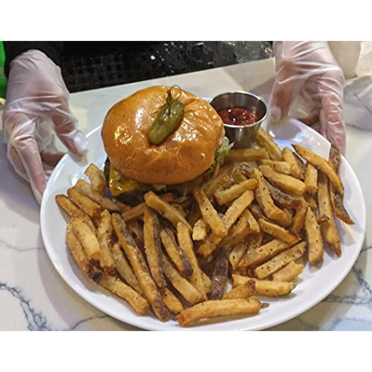 Daxwell Food Safe Stretch Poly Gloves (Medium, 1,000 Count) Non-Latex, Disposable, Food Handling Use, Powder Free, F10000224,White