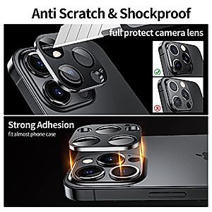 WSKEN for iPhone 14 Pro/iPhone 14 Pro Max Camera Lens Protector,Matte Alloy Metal Glass Camera Screen Protector Scratch Resistant Cover Accessories 2022, Black