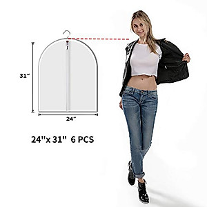 Allhom Small size Garment Bags - Set of 6 translucent 31 inch Hanging Clothing Bags with Cedar Balls, for Boy girls’ Sweater, hoodies, Shorts