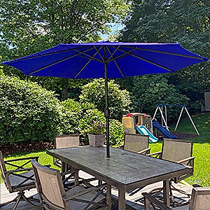 choicehot Patio Umbrella 9‘ Outdoor Patio Market Umbrella for Garden, Pool, Backyard Round Umbrella with Crank System and Tilt，8 Ribs - Blue