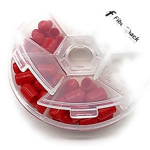 FiberShack - Dust Cap Kit for Fiber Optic Cables, End Faces and Devices. Contains 200 2.5mm Clear FC/SC/ST Ferrules and 50 Red ST Debris Covers - Includes Durable Compartment Carry case