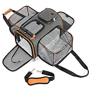 Lesure TSA Airline Approved Cat Carrier - Expandable Pet Carrier, Travel Pet Carriers for Small Dogs, Soft-Sided Puppy Carriers with Sherpa Pad, 18x11x11 inch