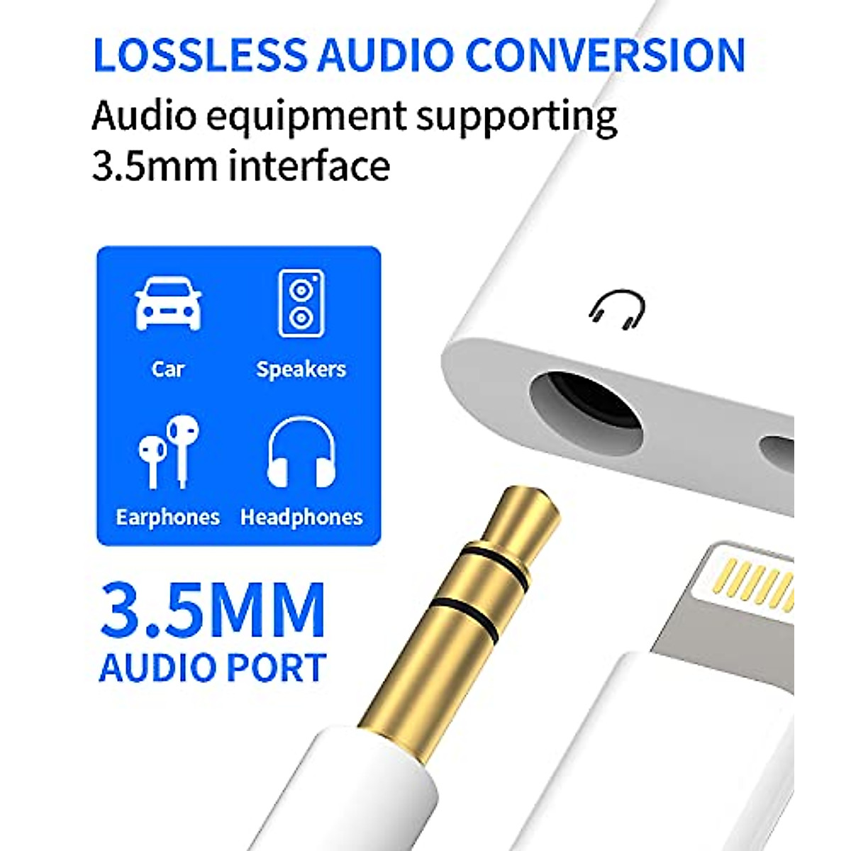 2pack,Converter Compatible for iPhone Headphone Adapter Compatible with Lightning to 3.5mm AUX Audio Jack and Charger Dongle Earphone Splitter 11 12 pro xs xr x 8 for Ipad charging connector for Apple