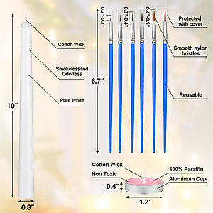 MTLEE 78 Pcs DIY Candle Painting Kit Include 12 White Taper Candles 60 Colored Tealight Candles 6 Paint Brushes for Candles Crafts Birthday Wedding Party Favors (Multi Color)