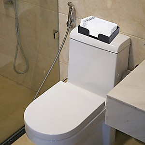 Sumnacon Bathroom Guest Towel Holder - Rectangle Acrylic Napkin Holder for Guest Hand Towels Paper Napkins, Decorative Napkin Holder Tray for Bathroom Vanity Toilet Tank Table Kitchen Countertop,Black