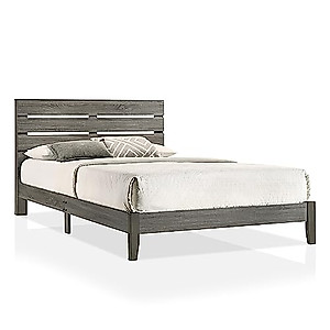 24/7 Shop at Home Kaya Transitional Wood Platform Bed with Tapered Legs for Bedroom, Guest Room Bed, California King-Size, Gray