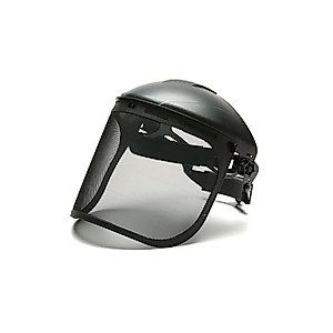 Pyramex Safety Full Face Shield Eye & Head Protection (Headgear Not Included), Black Mesh Steel Wire Mesh - ANSI Z87.1 for Mesh Safety