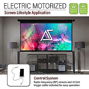 Akia Screens 110 inch Motorized Electric Remote Controlled Drop Down Projector Screen 16:9 8K 4K HD 3D Retractable Ceiling Wall Mount Black Projection Screen Office Home Theater Movie AK-MOTORIZE110H1