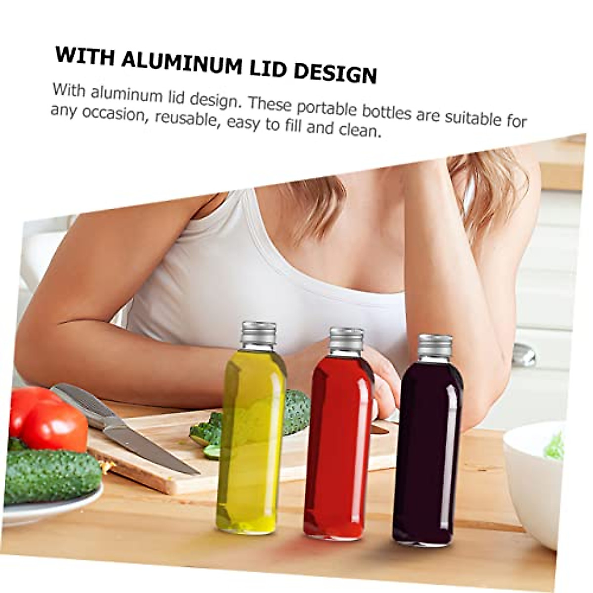 HEALLILY 8pcs Transparent Beverage Bottle Clear Milk with Lids Juice Bottles with Caps Distilled Water Gallons Case/6 Plastic Juice Bottles Drink Container Ordinary Small Empty Bottle