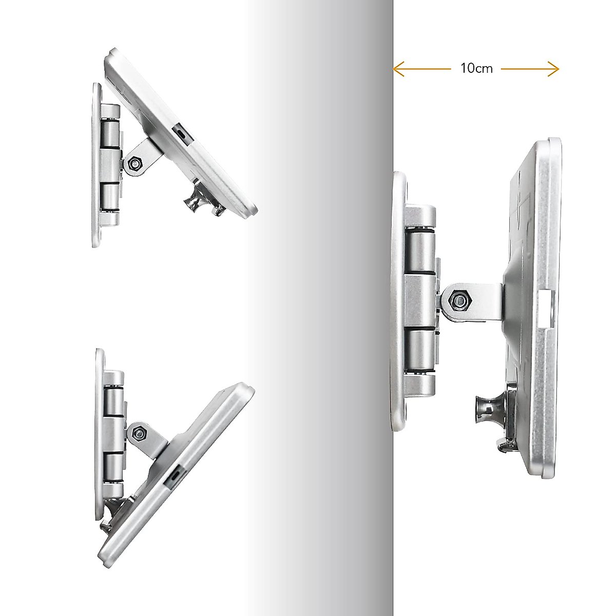WeSTRUGGLE Tablet Wall Mount Bracket with fold for iPad 10.2-Inch (9th,8th,7th Gen.), Extend Adjustable Arm Swivel with Anti Theft Security Lock and Key, Multi Angle, Rotate Design,Metal (Silver)