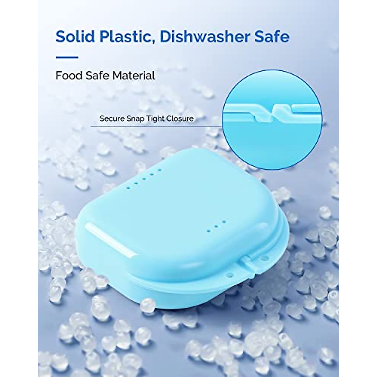 JMU Retainer Case with Vent Holes, Mouth Guard Case Denture Case(Teal)