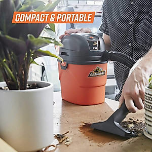 Armor All® AA155 1.5-Gallon 2 Peak HP Portable Wet/Dry Vacuum, Orange