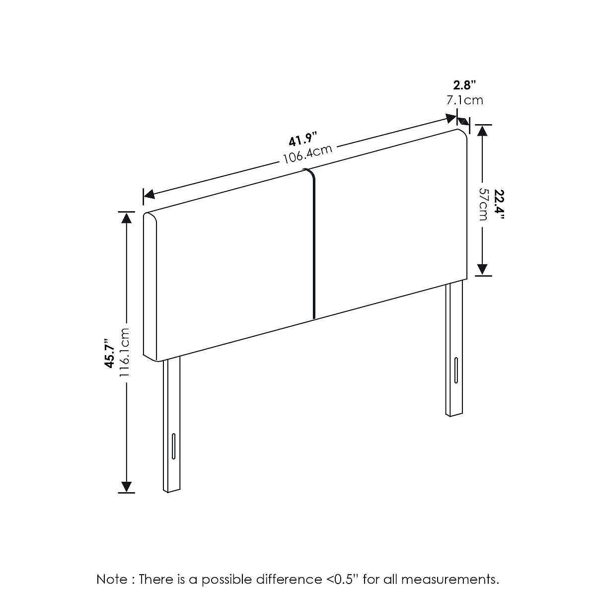 Furinno Roanne Upholstered Headboard, Twin, Glacier