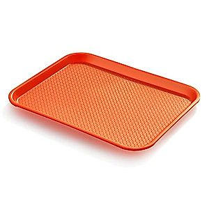 New Star Foodservice 24814 Orange Plastic Fast Food Tray, 14 by 18-Inch, Set of 12