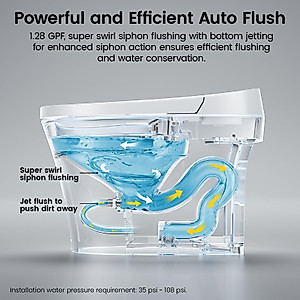 SOTOMO Smart Toilet With Built-in Bidet, Elongated Bidet Toilet, Instant Warm Water Wash, Auto Flush, Auto Open/Close, Heated Seat, Dryer, Night-Light, and Flush Capability During a Blackout - YA80