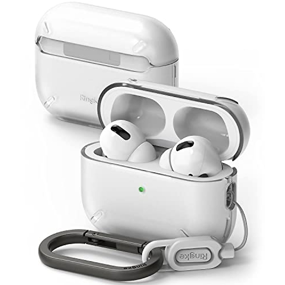 Ringke Layered Case [Scratch Resistance] Compatible with AirPods Pro 2 Case, Shockproof Cover with Carabiner Designed for AirPods Pro 2nd Generation - Matte Clear