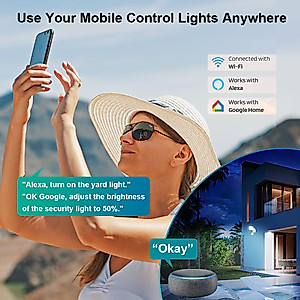 USTELLAR Smart LED Security Light Motion Sensor Outdoor 50W 5500lm Tunable White 2700K-6500K WiFi Exterior Flood Light Waterproof Floodlight Alexa/Google Outside Spotlight for Backyard House Patio