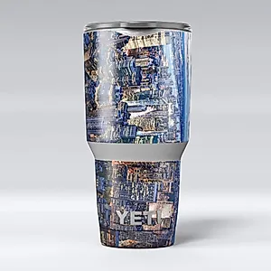 Design Skinz Night Aerial NYC - Skin Decal Vinyl Wrap Kit Compatible with The Yeti Rambler Cooler Tumbler Cups