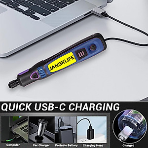 JANGKLIFE Cordless Rotary Tool Kit 3.6V, Comes with 41 Accessories, USB Charging Cord, 3-Speed ​​Adjustable for Drilling, Cutting, Sanding, Engraving, Polishing and DIY Crafts