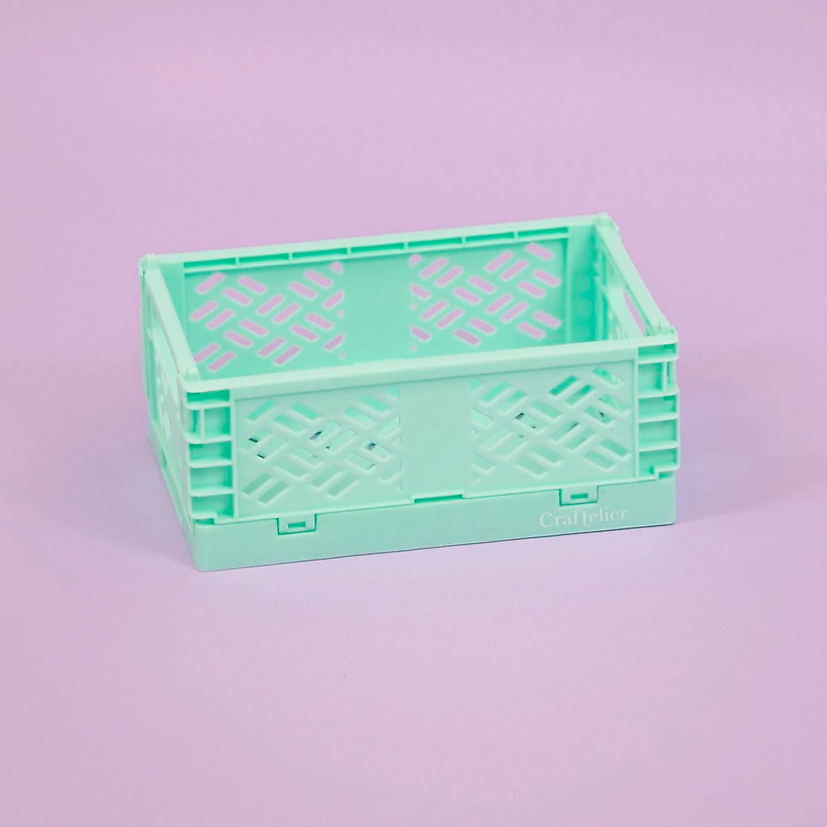 Craftelier - Box for Organisation and Storage of Craft Materials | Foldable and Stackable Design | Small Size - Open Box Measures 13,5 x 9,5 x 9,5 x 5,5 cm - Colour Turquoise