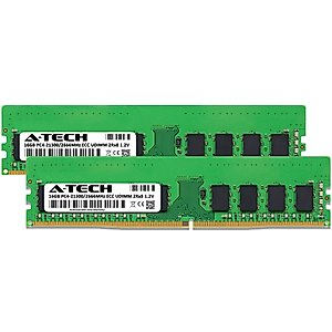 A-Tech Server 32GB Kit (2 x 16GB) 2Rx8 PC4-21300 DDR4 2666MHz ECC Unbuffered UDIMM 288-Pin Dual Rank DIMM 1.2V Workstation Server Memory RAM Upgrade Stick Modules (A-Tech Enterprise Series)
