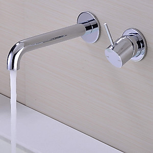 ZUKKI Copper Bathroom Fixtures Vanity Vessel Sink Faucet Wall Mounted Brass Basin Mixer Taps Sink Mixer Tap Bathroom Faucets Hot and Cold Spout Sink Rough Valve Bathtub Faucet Polished Chrome