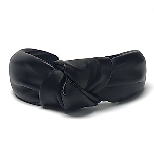Huachi Headband, Knotted Headbands for Women Black Leather, Fashion Headbands for Women Top Knot Headband for Girls