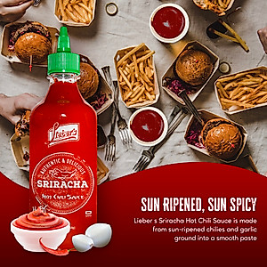 Lieber's Sriracha Hot Chili Sauce, Authentic And Delicious, Non-GMO, No MSG, Gluten-free, Cholesterol-free, and Vegan, NET WT. 1 lb (454g)
