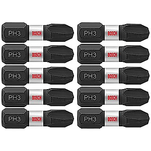 BOSCH ITPH31B 10-Pack 1 In. Phillips #3 Impact Tough Screwdriving Insert Bits