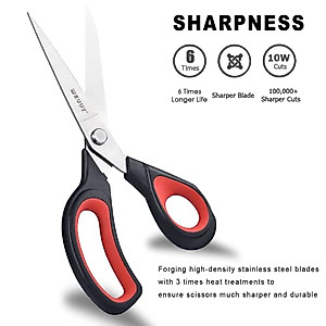 MEUUT 9.5 inch Multipurpose Scissors Fabric Scissors -2 Pack Heavy Duty Sewing Shears Tailor Scissors for Fabric Leather Ribbon Cardboard Cutting Scissors