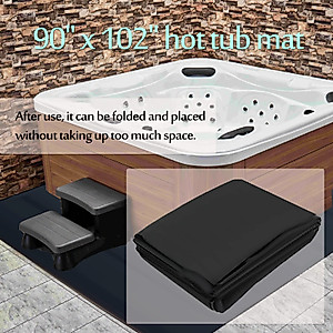 Swess 90"x102" Outdoor Hot Tub Mat, Absorbent Waterproof Ground Mat for Inflatable Spa 85, Anti-Slip Foundation Pad 90, Floor Protector Hot Tub Pad 90, Tub & Spa Ground Protection