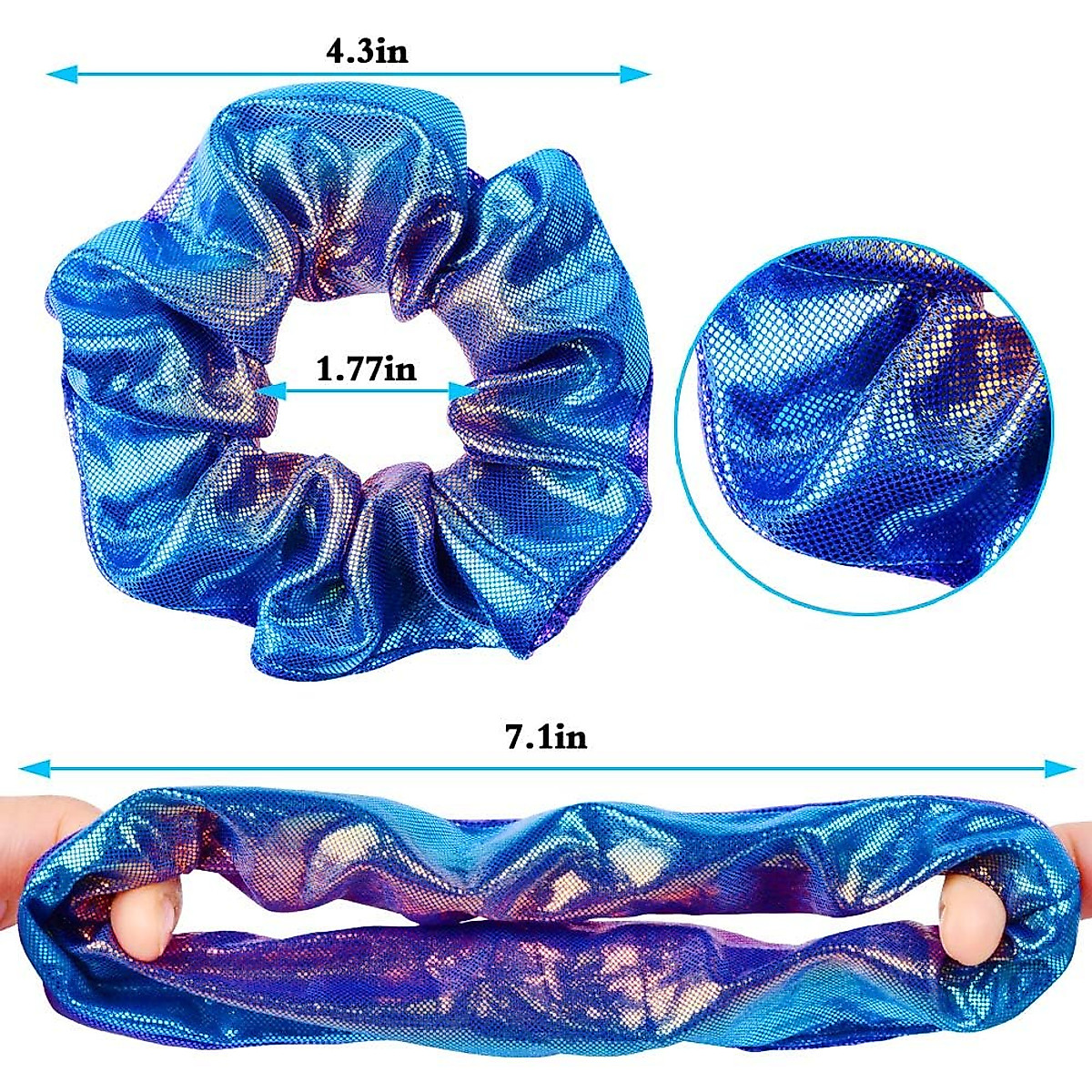 24Pcs Hair Scrunchies for Girls Shiny Metallic Scrunchies Cute Elastic Hair Bands Scrunchy Hair Ties Ponytail Holder for Girls Women Hair Accessories with a Gift Bag for Gym Dance Party Club