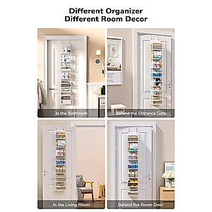 ALLTIDYUP Over The Door Hanging Pantry Organizer 7 Shelves, Clear Plastic Pockets Hat Racks for Baseball Caps, Large Capacity Storage for Closet, Bedroom, Bathroom, Office, Dorm Room Essentials