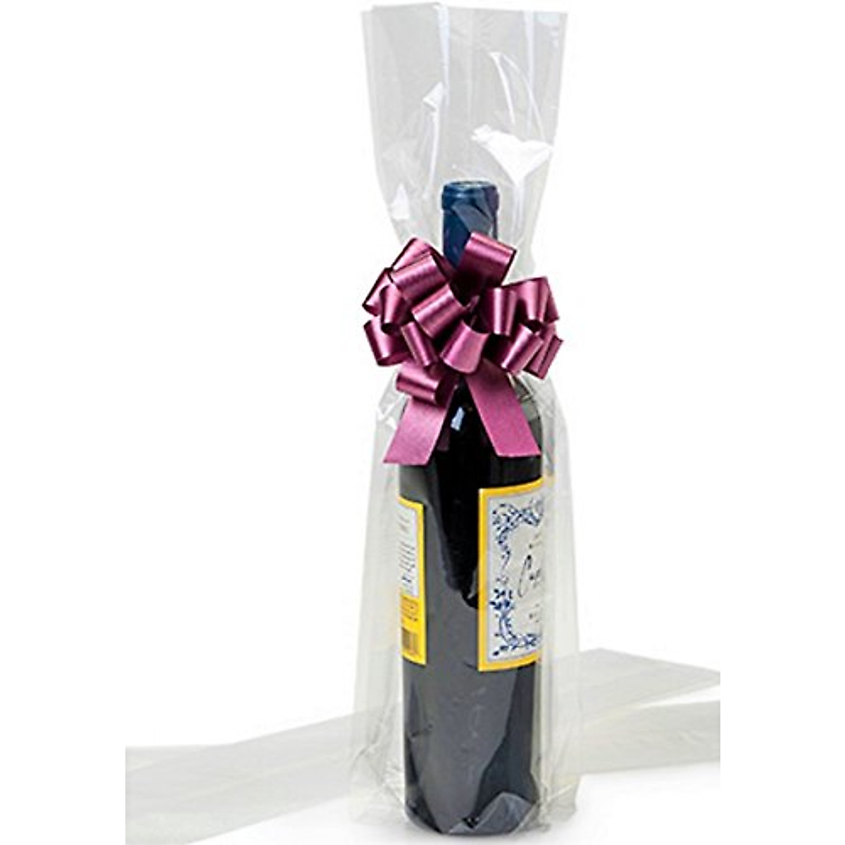 A1 Bakery Supplies 10 Clear Cello/Cellophane Wine bottle bag - 4" x 4" x 17" Gusset Cellophane Bags