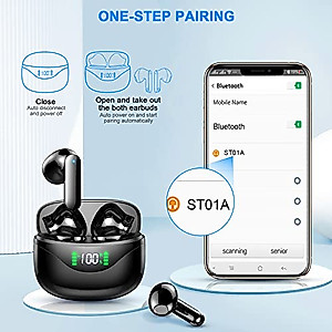 Wireless Earbuds, Bluetooth 5.3 Headphones Stereo Bass Bluetooth Earbuds Built in Noise Cancelling Mic 36H Playtime Wireless Earphones with Mini Charging Case IP7 Waterproof Ear Buds for Android iOS