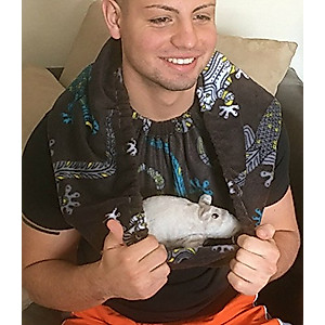 Critter Cuddler Small Animal Carrier and Bonding Pouch Anti-Anxiety Interactive Play Exercise Ring Therapeutic for Pet & Handler Small Dog Cat Hedgehog Puppy Travel Sling - Made in USA (Black)