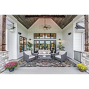 Linon The Anywhere Indoor Outdoor Washable Kauai Ivory & Charcoal 7' X 9' Area Rug