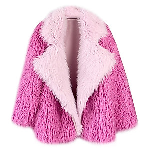 Vickstco Women's Fluffy Long Colorful Faux Fur Jacket Overcoat Warm Outwear Parka Coat Outwear