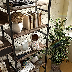 GEBAROW 5 Tier Bookshelf with Triple Wide, Modern Bookshelf with Metal Frame, Industrial Bookshelf, Large Open Bookshelf for Bedroom, Living Room and Home Office Vintage Brown (2)