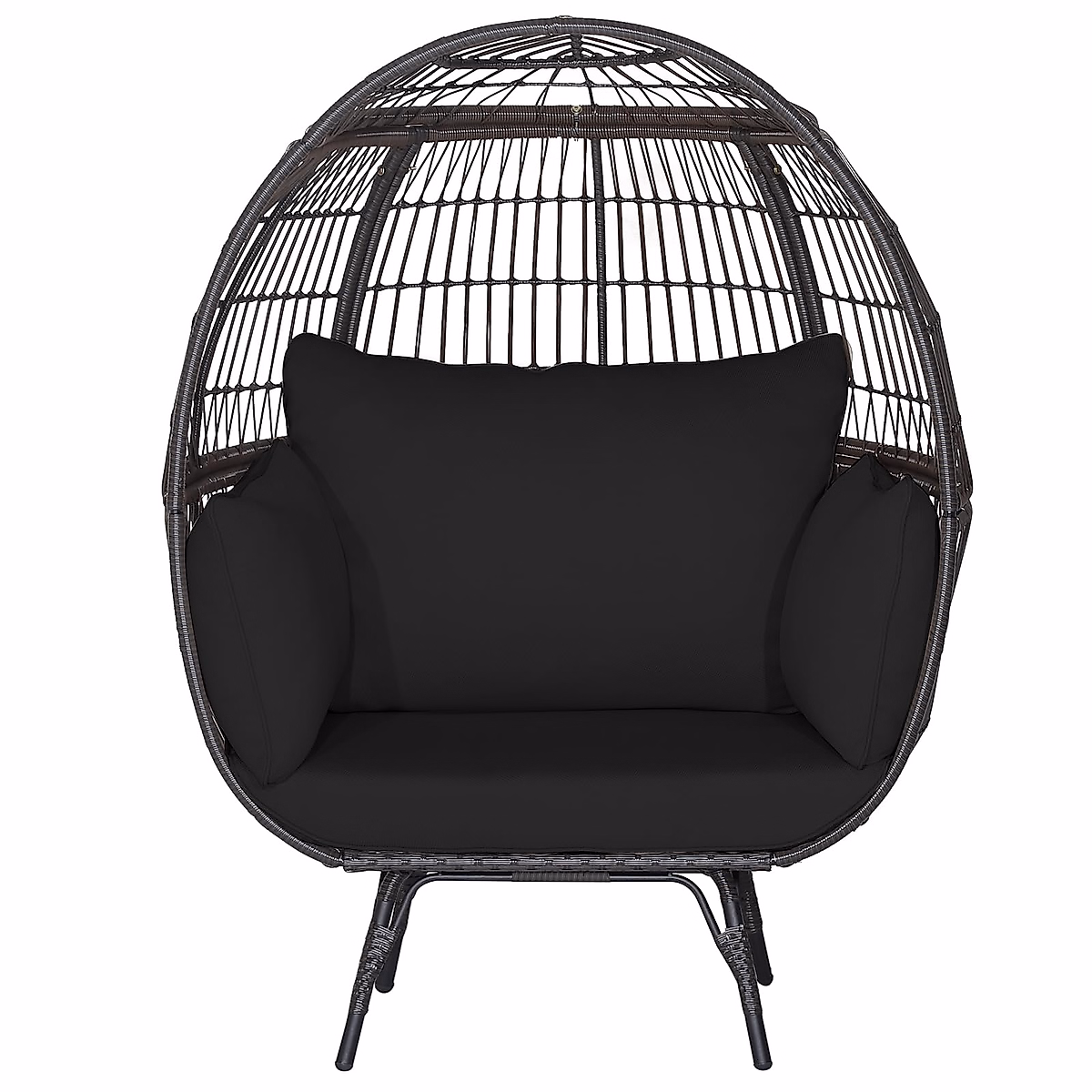Giantex Oversized Wicker Egg Chair, Outdoor & Indoor Hammock Chair with Thick Cushions, 2-Person PE Rattan Lounge Chair Swing Chair for Patio, Backyard,Porch, 450 LBS Weight Capacity (Black)