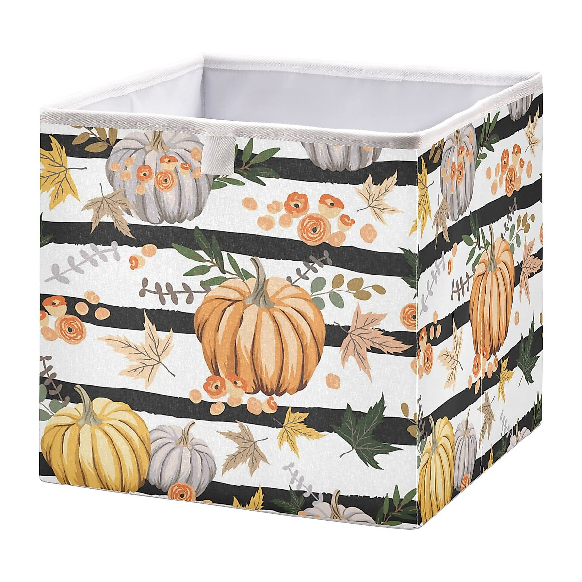 Autumn Fall Pumpkins Thanksgiving Day Storage Basket Storage Bin Rectangular Collapsible Toy Bins Empty Gift Baskets Organizer for Boys Girls Toys